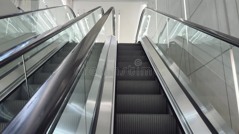 Modern Escalators Moving Up and Down Inside a Building Stock Video ...