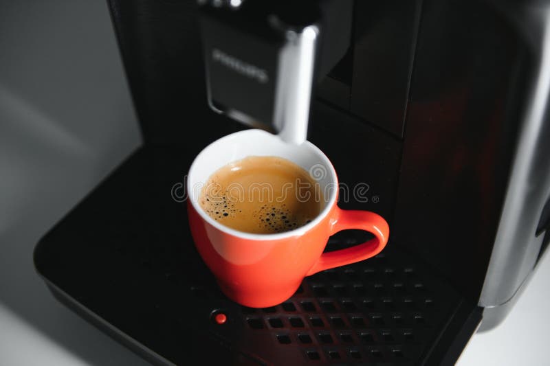 Modern Espresso Coffee Machine with a Cup in Kitchen Stock Image ...