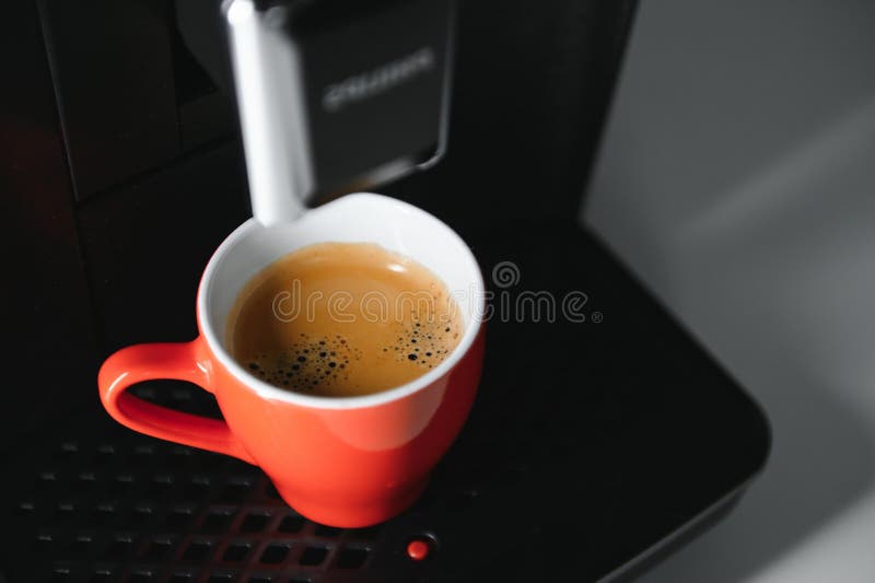 Modern Espresso Coffee Machine with a Cup in Kitchen Stock Image ...