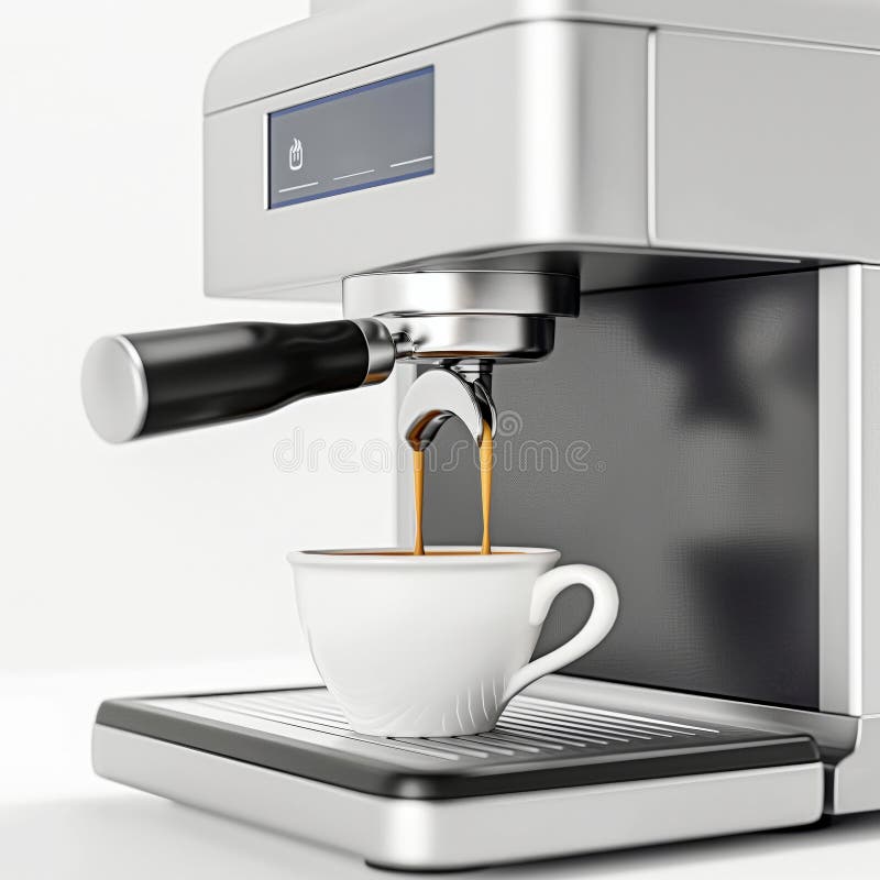 Modern Espresso Machine Pouring Fresh Coffee Stock Photo - Image of ...