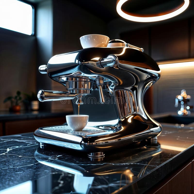 Sleek Espresso Machine: Modern Coffee Maker on Counter, Generative Ai ...
