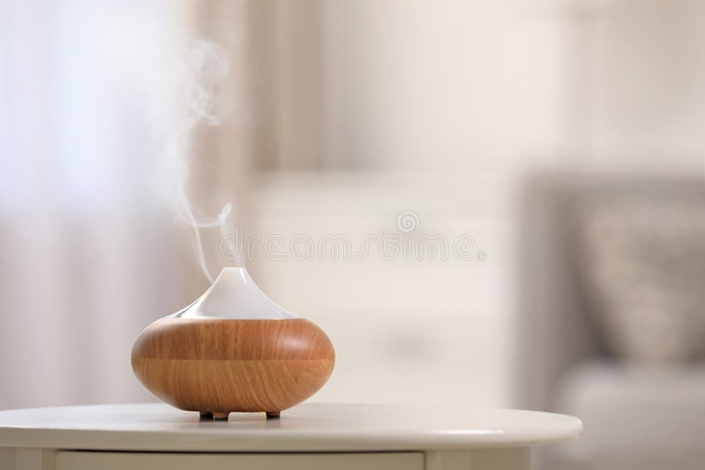 Modern Essential Oil Diffuser on Indoors. Space for Text Stock Image ...