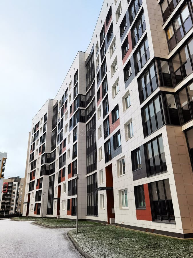 A Modern European Complex of Apartment Buildings. Winter Stock Image ...