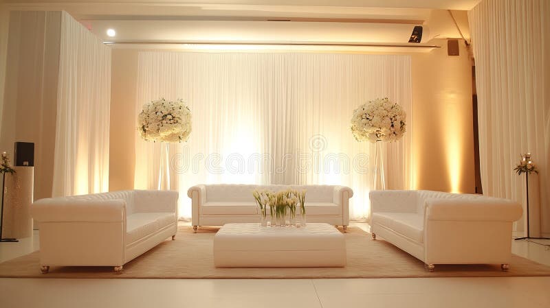 A Modern Event Hall Decorated for a Corporate Gathering with Clean ...