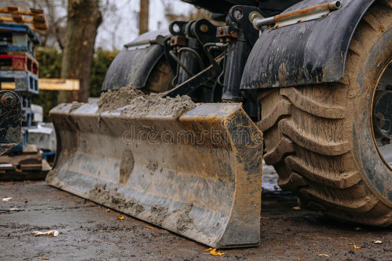 Modern Excavator with a Blade and Pipe at a Construction Site on an ...