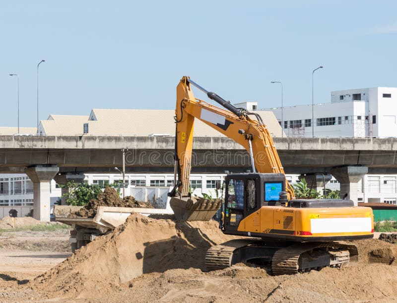 Modern excavator vehicle stock image. Image of road, vehicle - 62349181