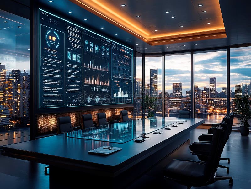 Modern Executive Board Room with a High-tech Design, Large Curved ...
