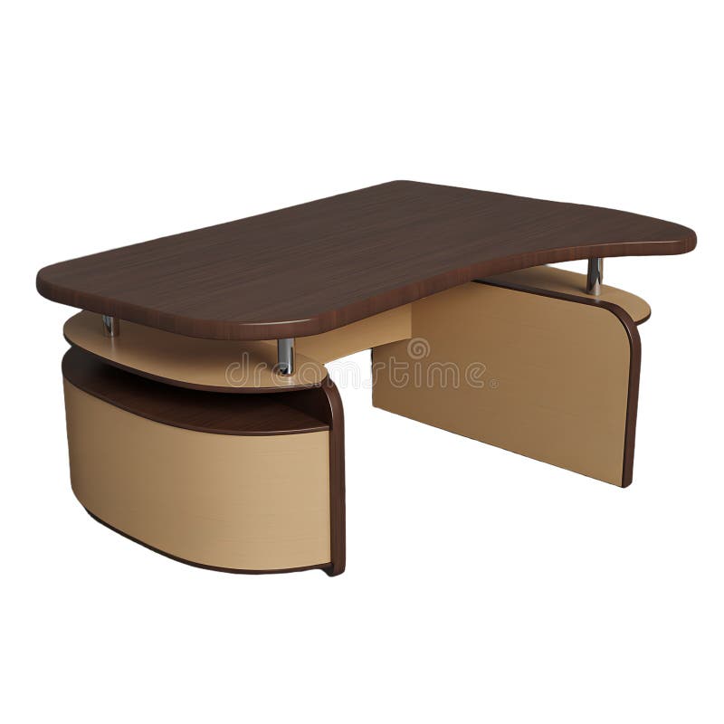 Modern Executive Desk with Curved Side Panels and Dark Top Stock Photo ...