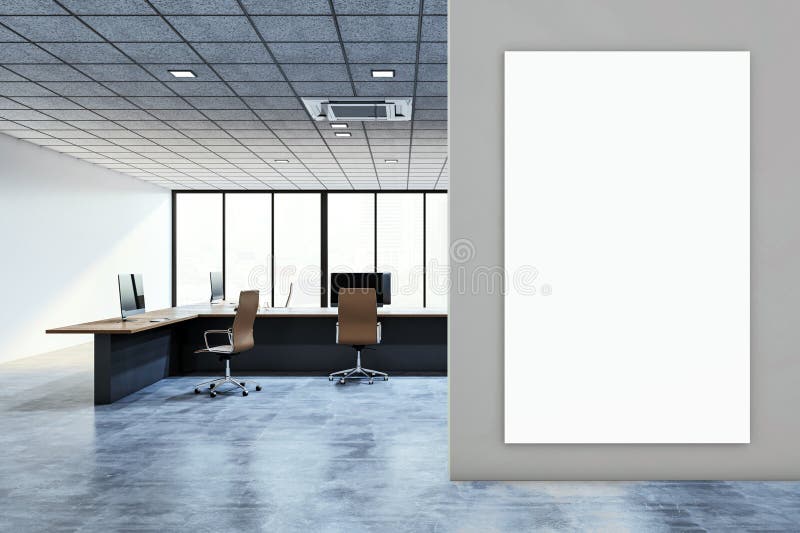 Modern Executive Office with Large Windows, Spacious Workspace, and ...