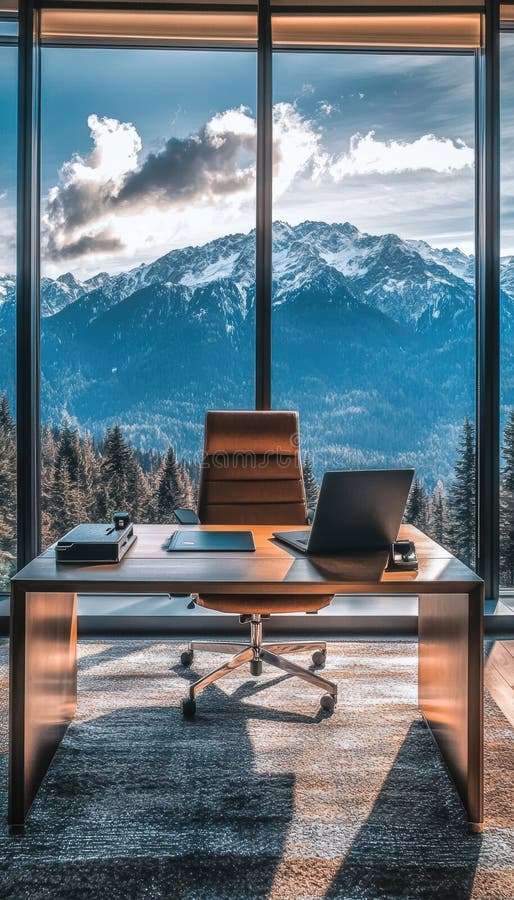 Modern Executive Office with Mountain View for Inspirational Workspace ...