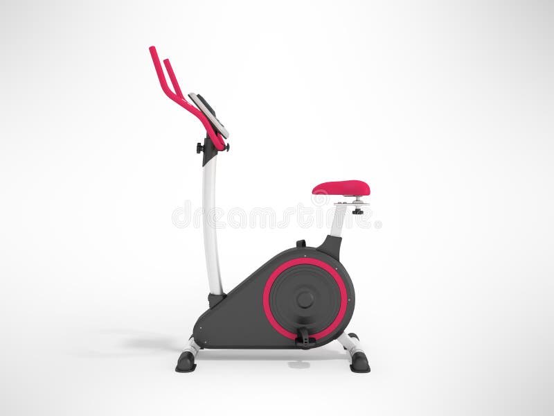 Modern Exercise Bike Pink on the Left 3d Render on a Gray Background ...