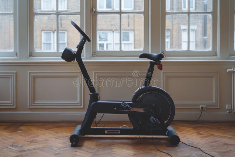 Modern Exercise Bike for Training Stock Photo - Image of laptop ...