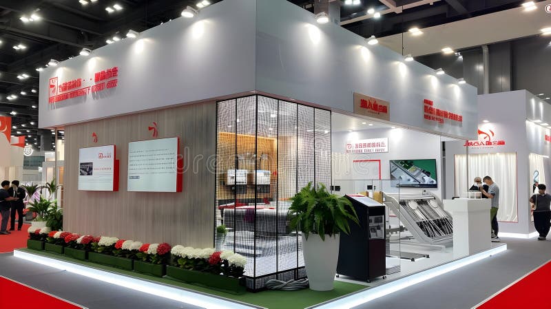 Modern Exhibition Booth Design with Bright Lighting Generative AI Stock ...