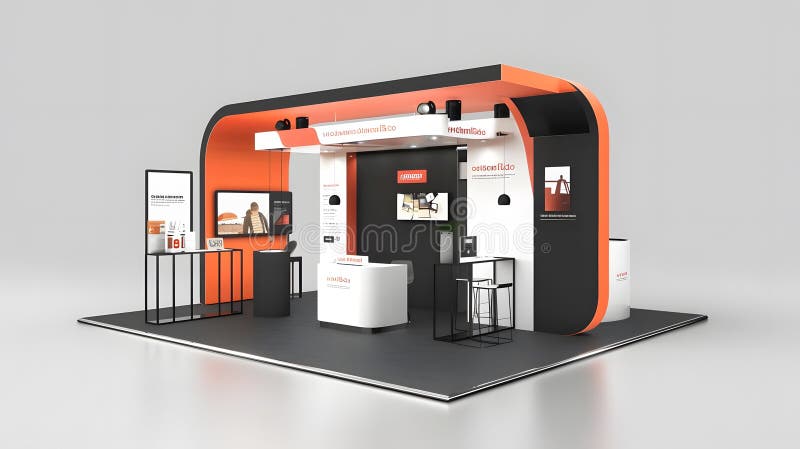 Modern Exhibition Booth Design, Curved Walls Showcase Products and ...