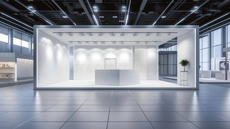 Modern Exhibition Booth Design with Minimalist White Interior and ...