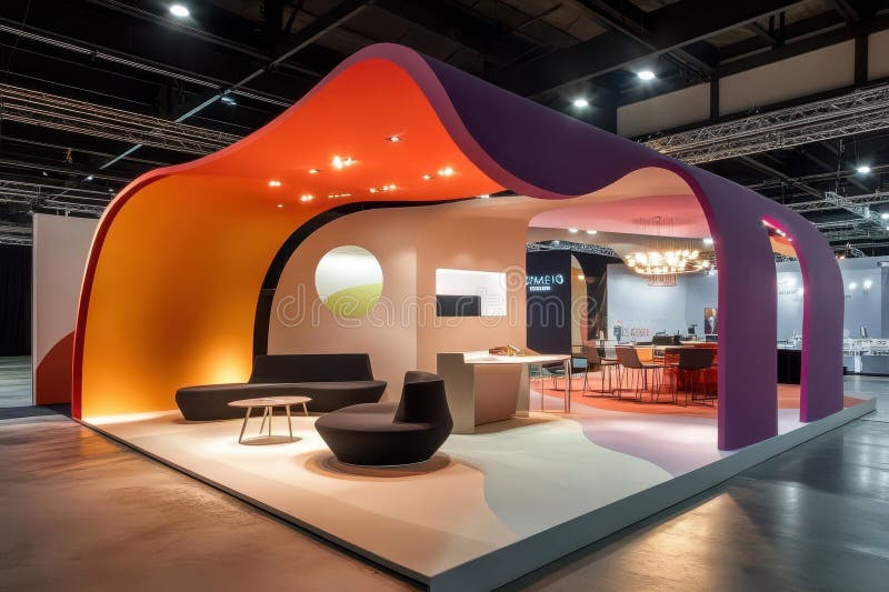 Modern Exhibition Booth Design with Seating Area, Trendy Exhibition Booth Design with an ...