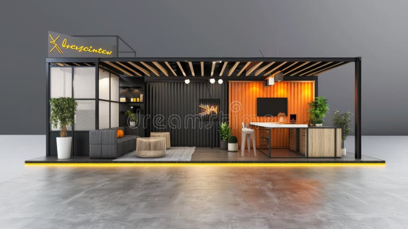 Modern Exhibition Booth with Industrial Design Elements Stock Photo ...