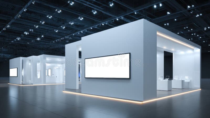 Modern Exhibition Booth Showcasing Digital Technology with Sleek Design ...