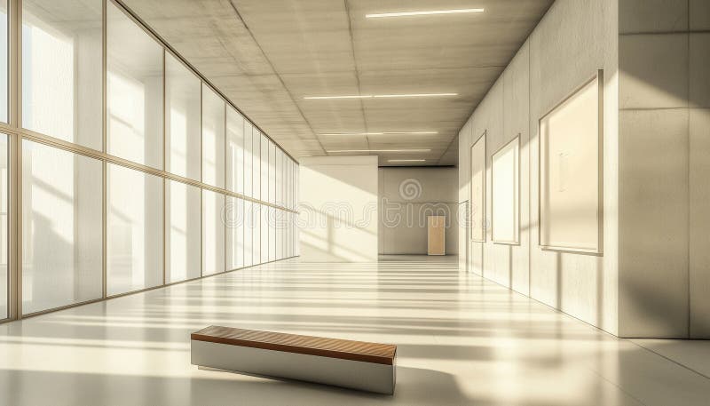 Modern Exhibition Hall with Blank Poster and Seating Stock Image ...