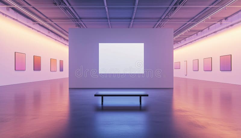 Modern Exhibition Hall Featuring Empty Wall Stock Photo - Image of ...