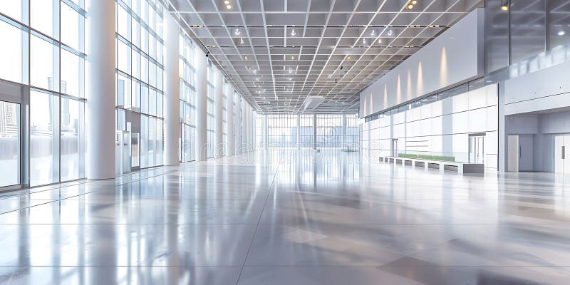 Modern Exhibition Hall Interior with Empty Board Background - Ai ...