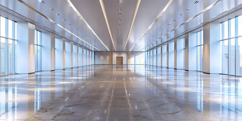 Modern Exhibition Hall Interior with Empty Board Background - Ai ...
