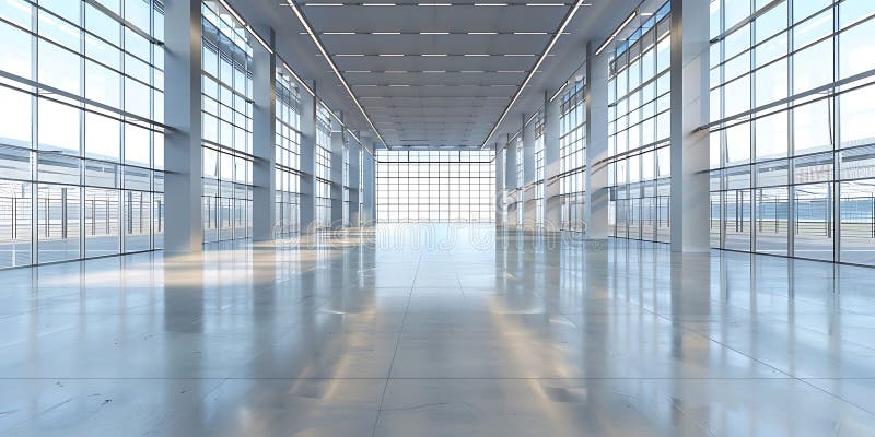 Modern Exhibition Hall Interior with Empty Board Background - Ai ...