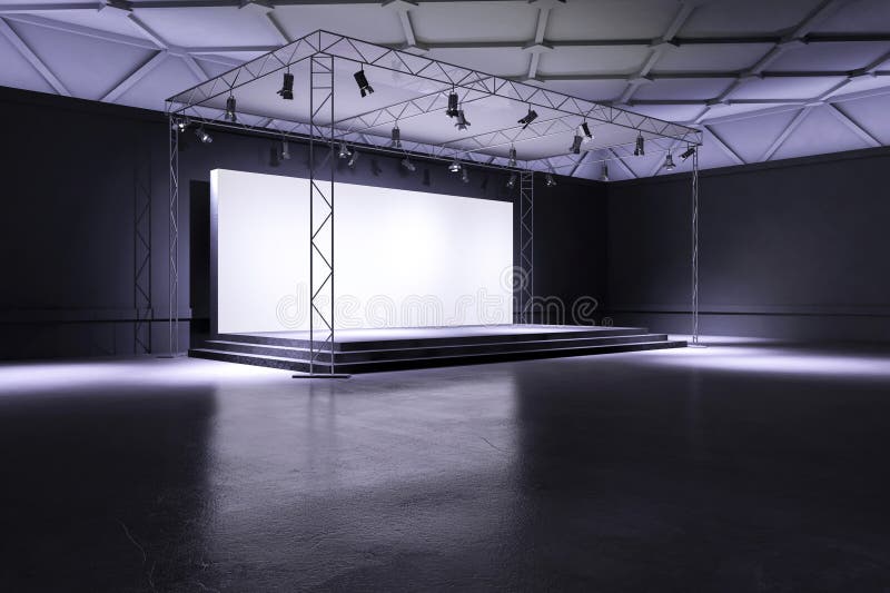 Modern Exhibition Stage with Lighting Setup. 3D Rendering Stock ...