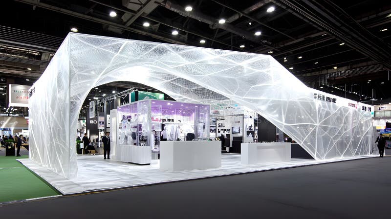 Modern Exhibition Stall with a Futuristic Design Stock Illustration ...