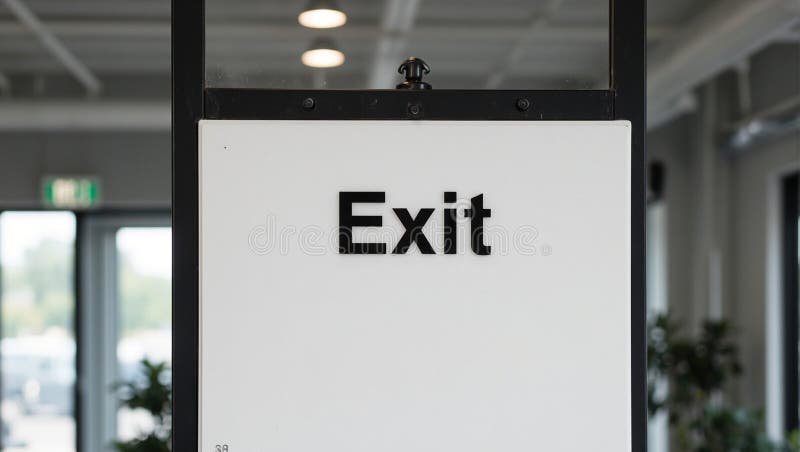 Modern Exit Sign in Black Over White Sleek Office Door Stock ...