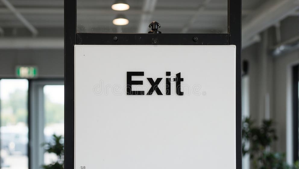 Modern Exit Sign in Black Over White Sleek Office Door Stock ...