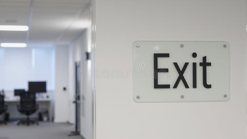 Modern Exit Sign in Black Over White Sleek Office Door Stock ...