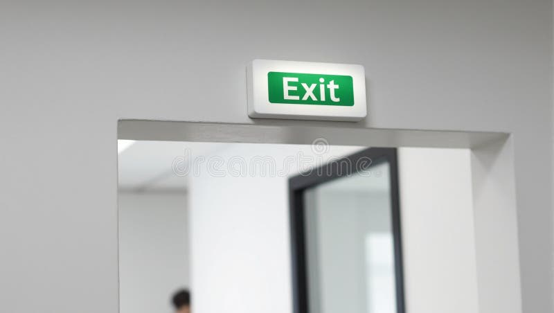 Modern Exit Sign in Black Over White Sleek Office Door Stock ...