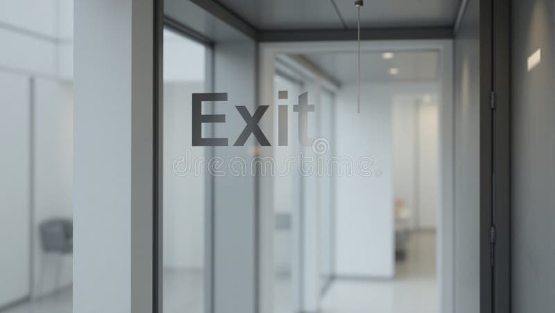 Modern Exit Sign in Black Over White Sleek Office Door Stock ...