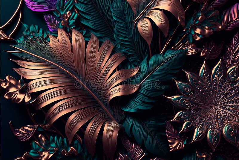 Modern Exotic Floral Jungle Pattern Art Deco Style, Leaf Print Design ...