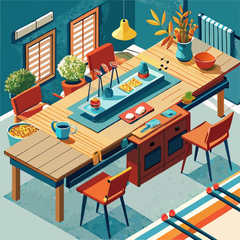 Modern Expandable Dining Table Stock Vector - Illustration of ...