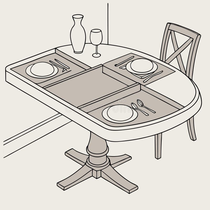 Modern Expandable Dining Table Stock Vector - Illustration of ...