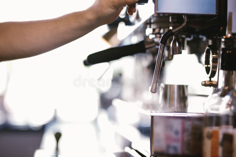 A Modern Expensive Coffee Machine is Shown in Work in Modern Cozy ...
