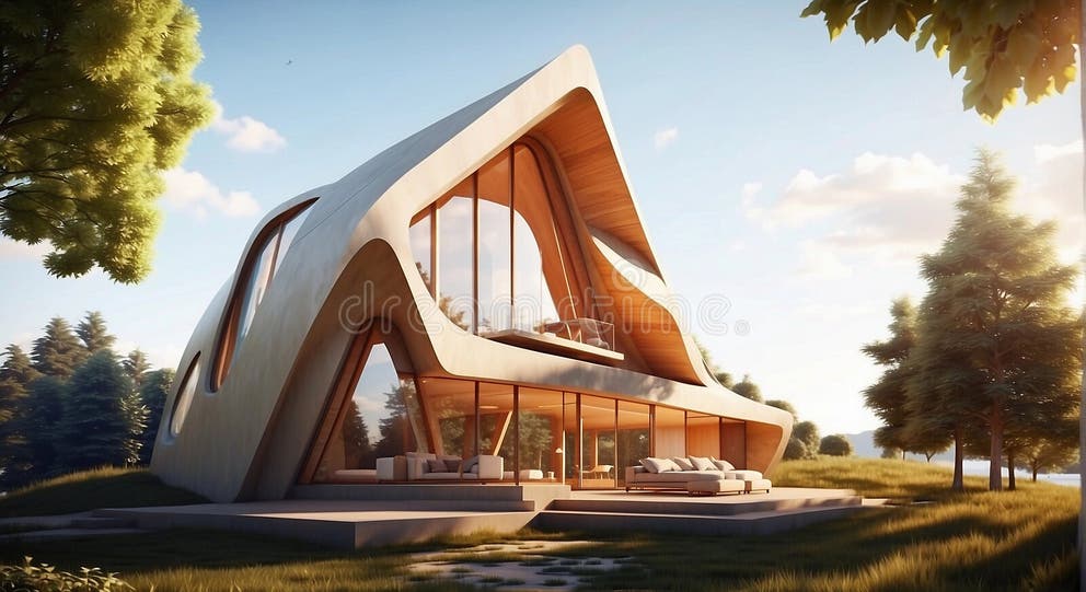 Modern Experimental Building Concept Stock Photo - Image of wall, green ...