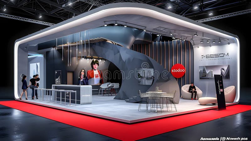 Modern Expo Booth with Creative Interior Design Stock Illustration ...