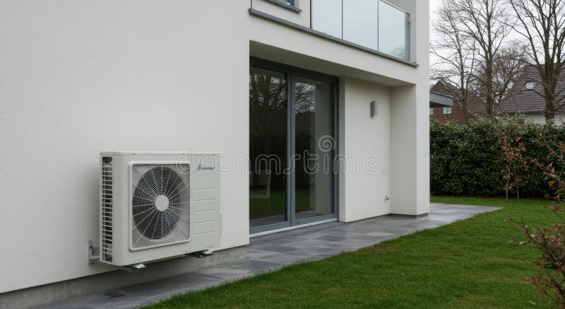Modern Exterior with Energy-efficient Wall-mounted Heat Pump System ...
