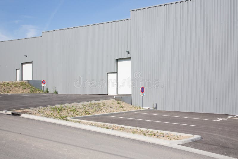 Exterior of an Grey Industrial Building Stock Image - Image of ...