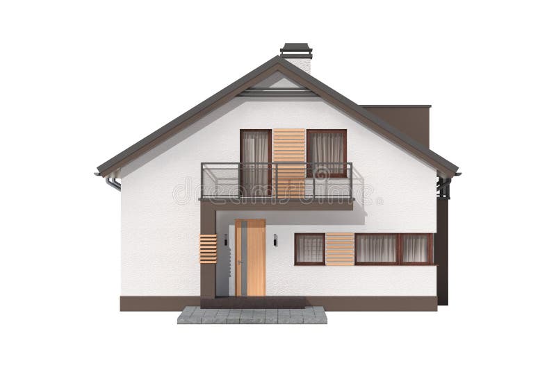 Modern Exterior of Luxury Private House Cottage. 3d Rendering Stock ...