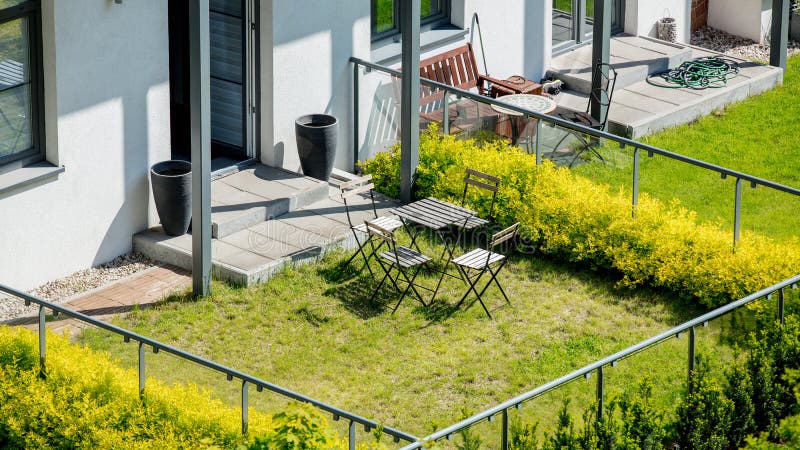 Modern Exterior of Terrace in Loft Stock Image - Image of condominium ...