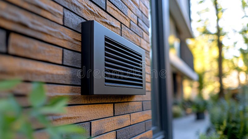 Modern Exterior Vent Grille on a Brick Wall of a House. Stock Photo ...