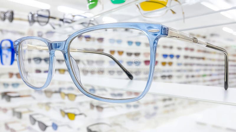 Modern Eyeglasses in an Optical Store with a Wide Variety of Designer ...