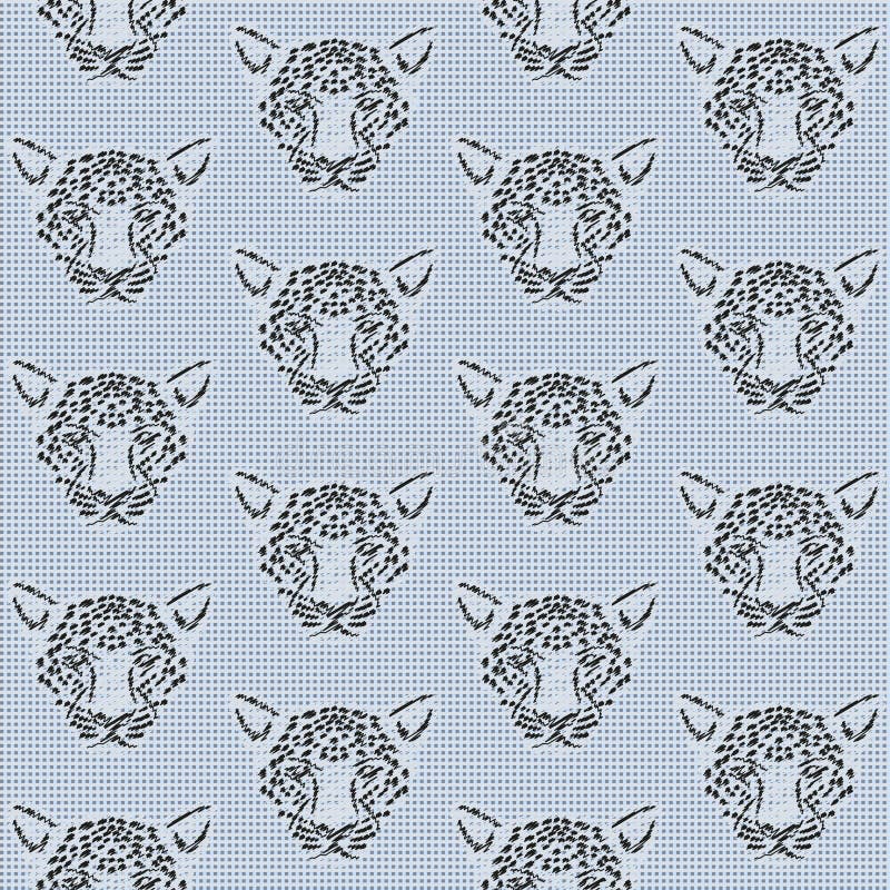 Modern Fabric Texture with Jaguar Embroidery Vector Background Pattern ...