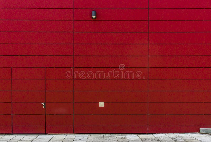 Modern Facade Clad in Striking Red Elements Stock Photo - Image of ...