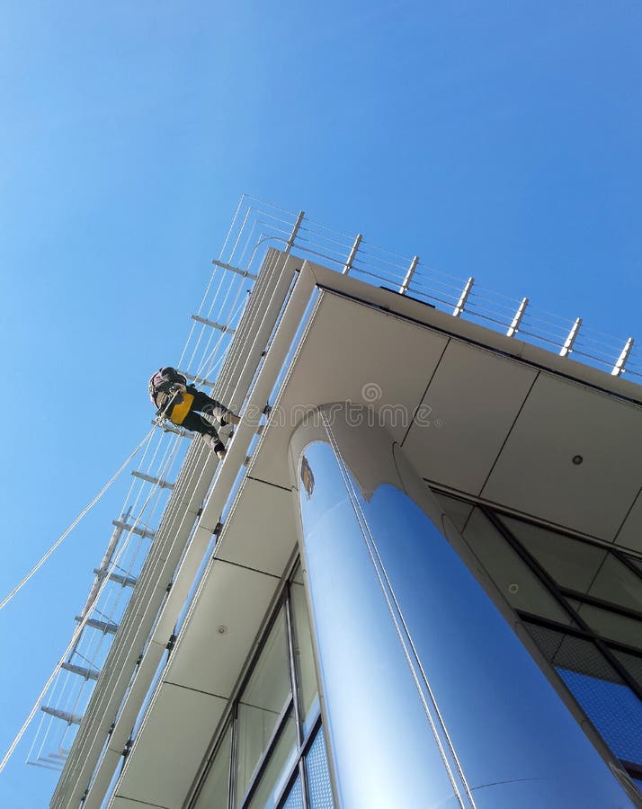 Facade Cleaning- Glass Cleaning Services Stock Photo - Image of ...