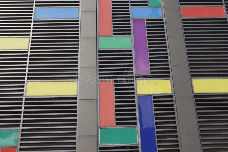 Modern Facade Made of Coloured Plates in Munich Germany Stock Image ...